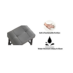 Counter Height Bar Stools Set of 2, 24 Inch Kitchen Bar Stools with Backless, Saddle Upholstered Seat Padding Stools for Kitchen Island,Breakfast, Bar, Dining Room, Grey-Black, Metal KR302PDG