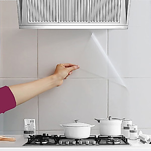 LiXiongBao 5M Transparent Kitchen Oil-Proof Stickers High Temperature Resistant Wallpaper Self-Adhesive Thickened Transparent Stickers Oil-Proof Wall Stickers 5 Meter