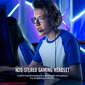 NUBWO N20 Stereo Gaming Headset with Detachable Noise Canceling Mic, Work from Home Headphones with mic for PS4, Xbox One, Nintendo Switch Lite, PC, Laptop, Mac