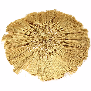 VAPKER 100 Pieces Light Gold 13cm/5-Inch Silky Handmade Soft Tassels Floss Bookmark Tassels with 2-Inch Cord Loop for Jewelry Making, DIY Projects, Bookmarks