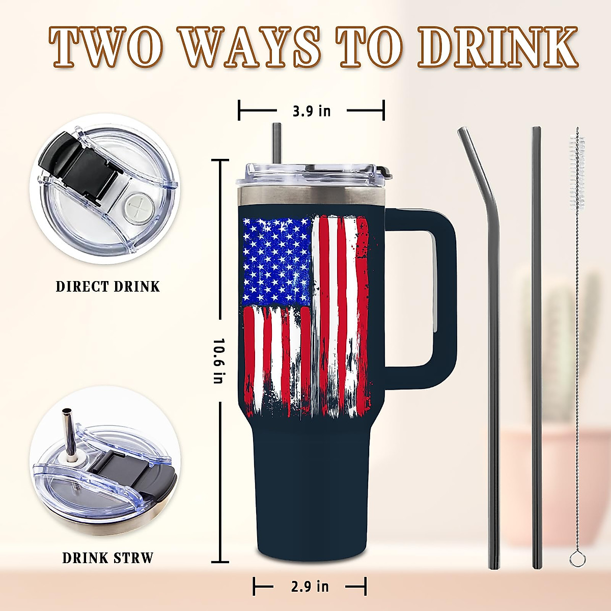 DUUV 40 Oz Tumbler, Truth Really Upsets Most People Quote, Stainless Steel Insulated Mug with American Flag, Gift for Patriotic Americans