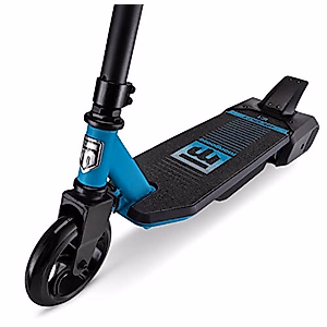 Mongoose React E1 Electric Kids Scooter, Boys & Girls Ages 8+ Max Rider Weight Up to 120lbs, Top Speed of 6MPH, Aluminum Handlebars and Frame, Rear Foot Brake, Battery and Charger Included, Blue/Black