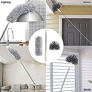 Anawin Microfiber Duster for Cleaning, 100’’ Duster with Extension Pole, Extendable Bendable Cobweb Telescoping Long Dusters for High Ceiling Fan, Blinds, Vents, Furniture, Cars(Double Heads)