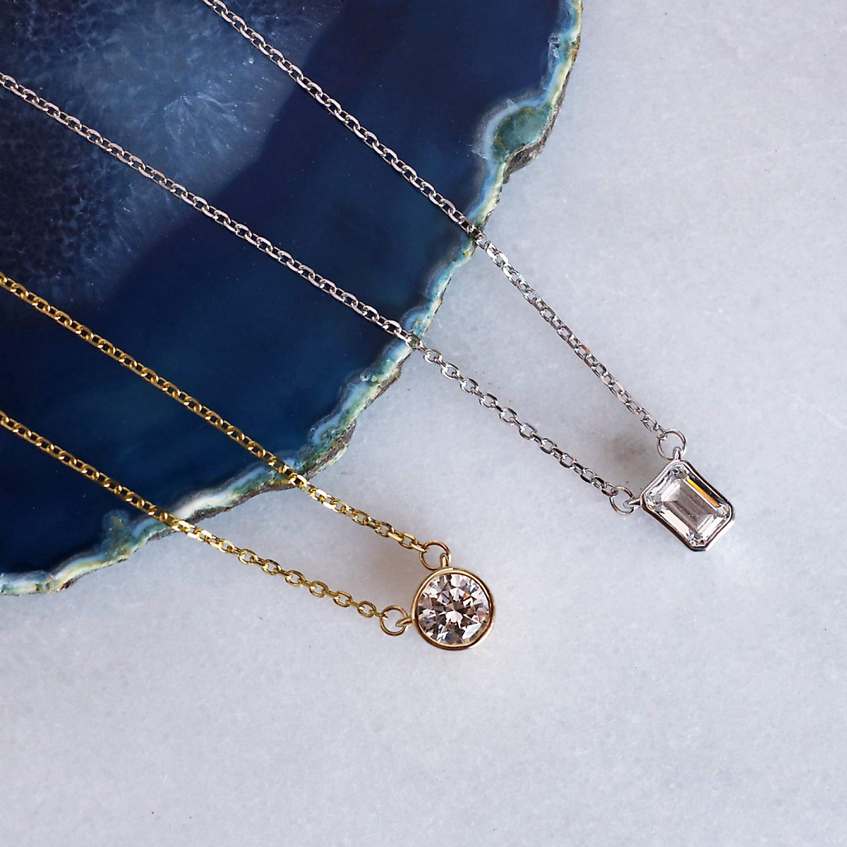 Bhumi Gems Emerald Cut VVS1 Colorless Diamond Moissanite Necklace Pendant Women,18 Inch Chain Silver Gold Wedding Custom Statement Bridal Handmade Gift Solitaire Halo Marseille Emerald Necklace (4)