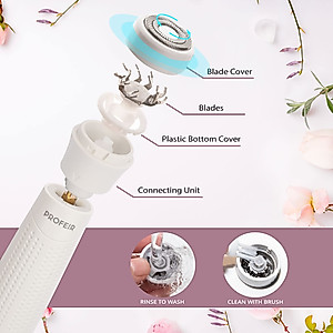 Profeir Women's 2-in-1 Eyebrow Trimmer and Hair Remover, USB Rechargeable, Stainless Steel, Includes 2 Interchangeable Heads, Perfect for Travel and Home Use