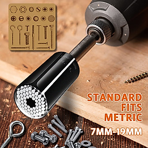 Universal Socket Tools Gifts for Men, Multi-Function Universal Socket Wrench Sets, Super Socket Set, Christmas Stocking Stuffers Gift for Men, DIY Handyman, Dad, Husband,Friends(7-19mm),Black