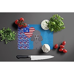 Caroline's Treasures WDK5270LCB Toy Grey Poodle USA American Glass Cutting Board Large, 12H x 16W, multicolor