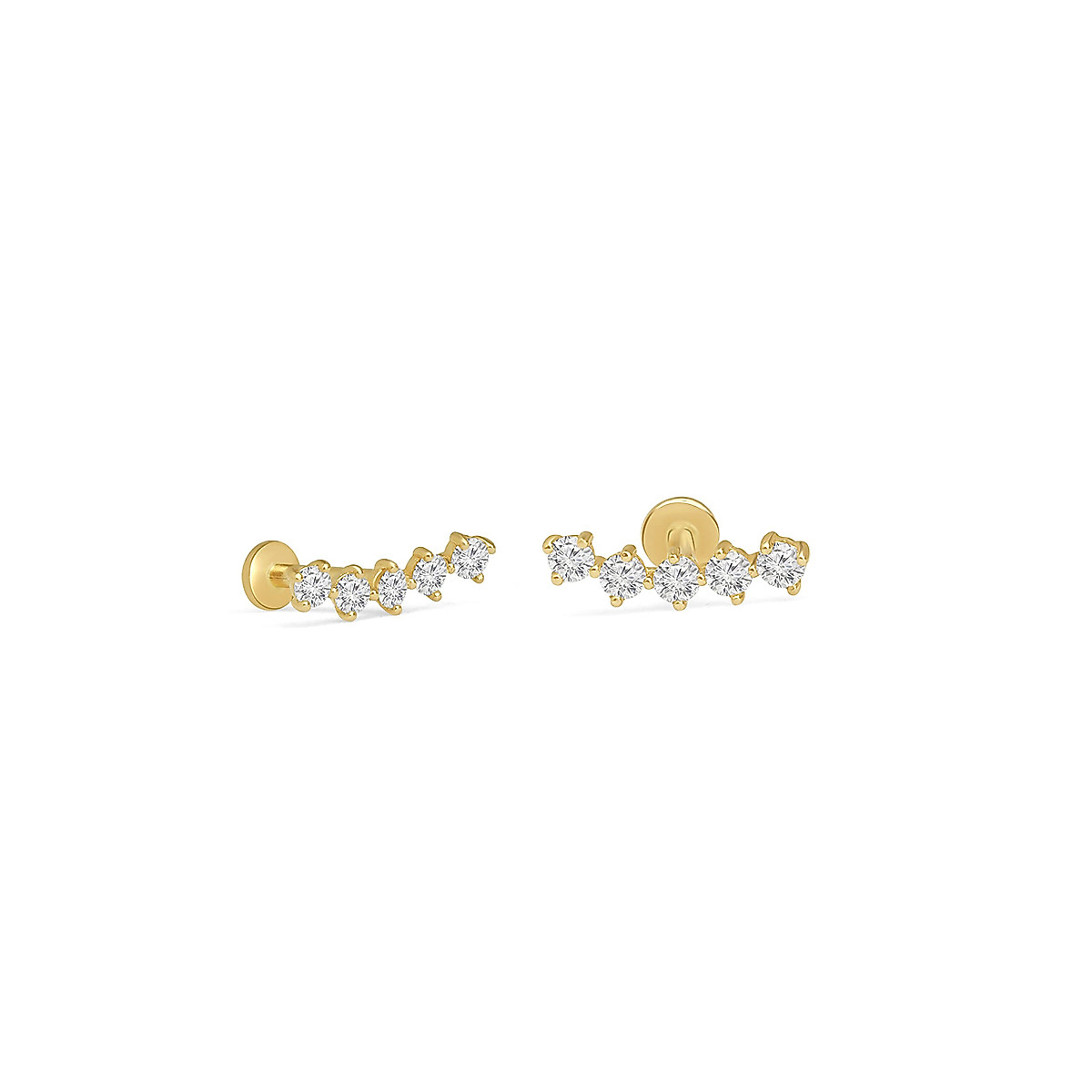 1/5 Carat Diamond Constellation Ear Crawler 14K Solid Gold Cartilage Stud Earring Helix Conch Diamond Ear Piercings Internally Threaded Flat Back (Carat 0.20ct, G-H, Clarity SI1-SI2) - Sold Separately