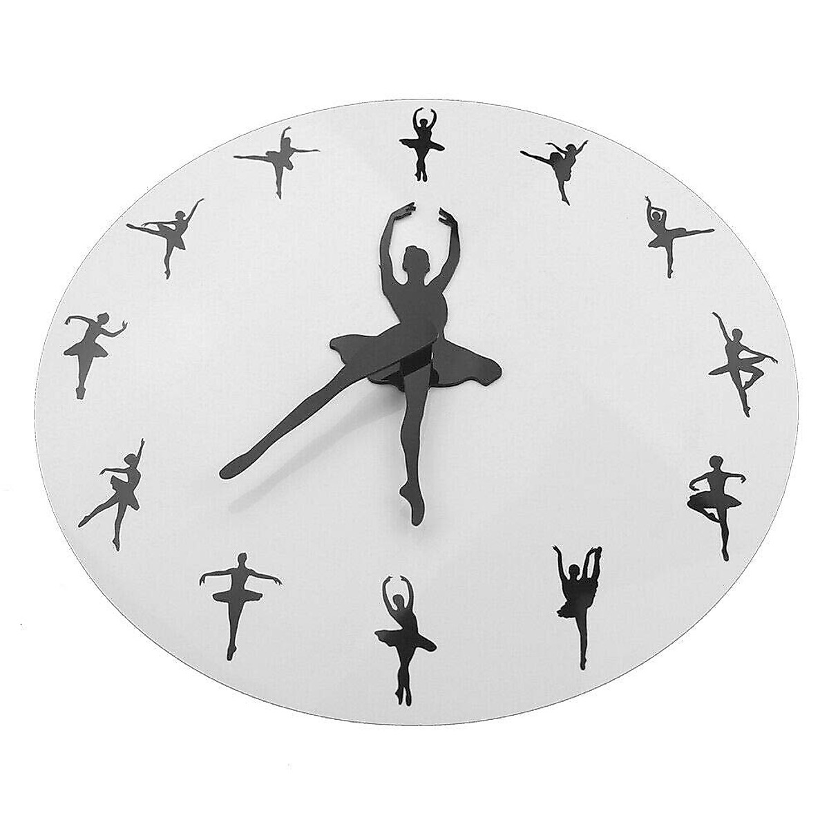 Timelike Ballerina Wall Clock Ballet Dancing Hanging Decor Clock Dancer Home Decor Gift White