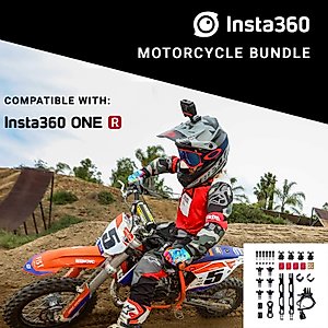 Insta360 Motorcycle Bundle with Invisible Selfie Stick- Complete Mounting Kit for Insta360 X4/X3/X2/X Cameras | Compatible with Insta360 GO 3/3S/GO2/ONE R/RS, EVO and GoPro 12/11/10/9/MAX (2 Items)