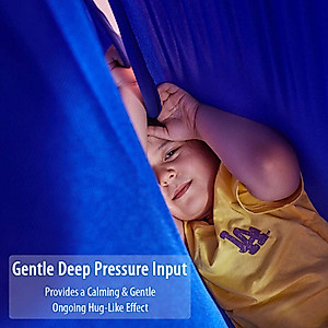 Indoor Sensory Swing for Kids with Mounting Hardware, Double-layer Clothes Indoor Swing Hanging Hammock Chair Lycra Cuddle Pod Therapy Swings for Autism Child with Special Needs(Blue)