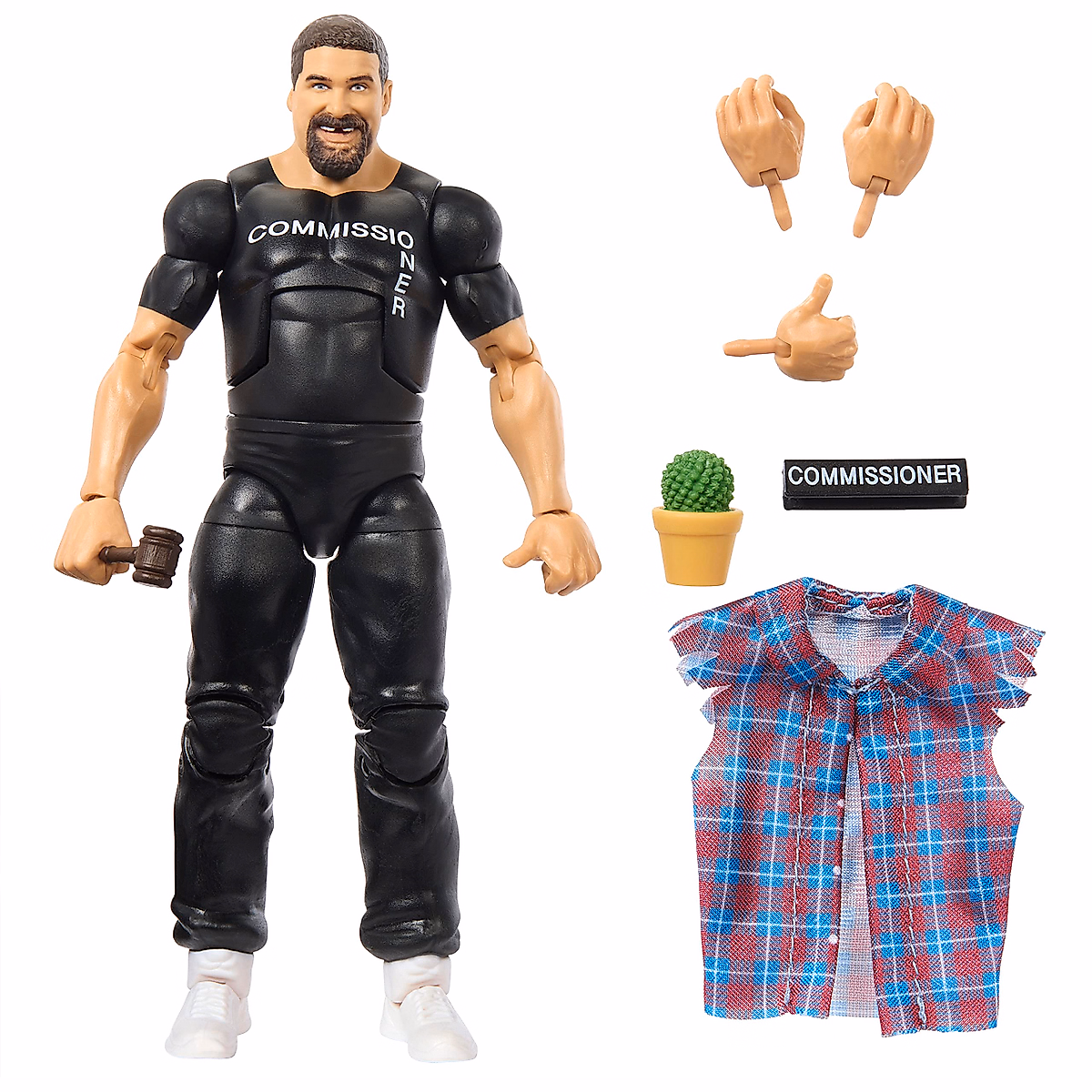 Mattel WWE Elite Collection Action Figure & Accessories, Series #102 Commissioner Foley 6-inch Collectible with 25 Articulation Points & Swappable Hands