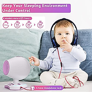 White Noise Machine for Baby, 20 Soothing Sounds Lullaby Sound Machine with Night Light, Projector, Volume Control, Auto-Off Timer, Noise Canceling for Sleep Aid, Nursery, Registry Gift for Kids
