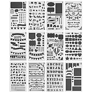 Mr. Pen- Journaling Stencil, 12 Pack, Stencils, 4x7 Inch, Bullet Journaling Supplies, Stencil Set, Journal Stencils, Journal Stencil, Planner Stencils, Bullet Journaling Stencil, Stencils for Planners