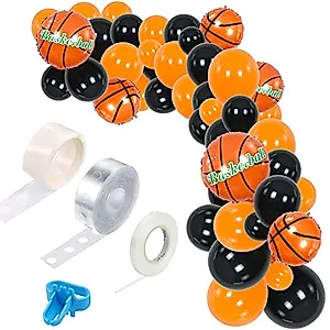 BEISHIDA 110 PCS Basketball Theme Balloon Garland Arch Kit Black Orange Balloons Kit Decorations For Basketball Sports Garland Theme Party Baby Shower Birthday Party Supplies