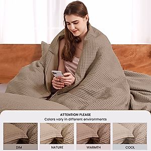 VALUXE Duvet Cover Set Queen Size 100% Cotton,Khaki Waffle Weave Soft and Breathable 3 PCs Bedding Set (1 Duvet Cover and 2 Pillow Sham)
