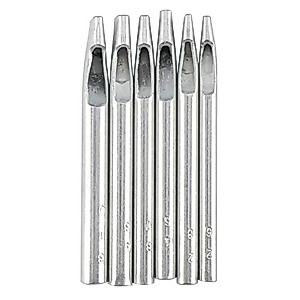 6 pcs Oval Shape Hole Punch Set, 6 Sizes 2-4mm Leather Belt Hollow Punching Tools, Oblong Shape DIY Leather Craft Working Cutting Tool Kit