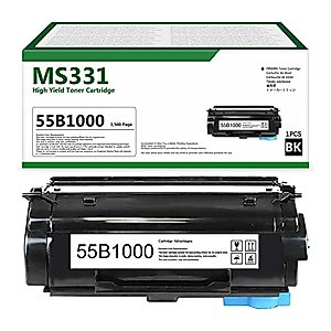 55B1000 MS331 Black Toner Cartridge - DRAWN 1 Pack Compatible 55B1000 Remanufactured Toner Cartridge Replacement for MS431DW MS331DN MS431DN Printer