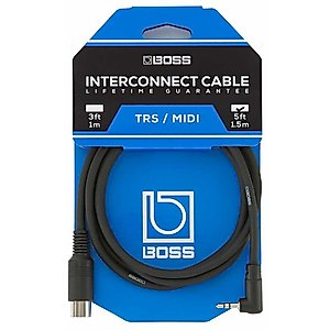 Boss BMIDI-5-35 Type A 3.5mm TRS to Male 5-pin DIN MIDI Cable - 5 Foot