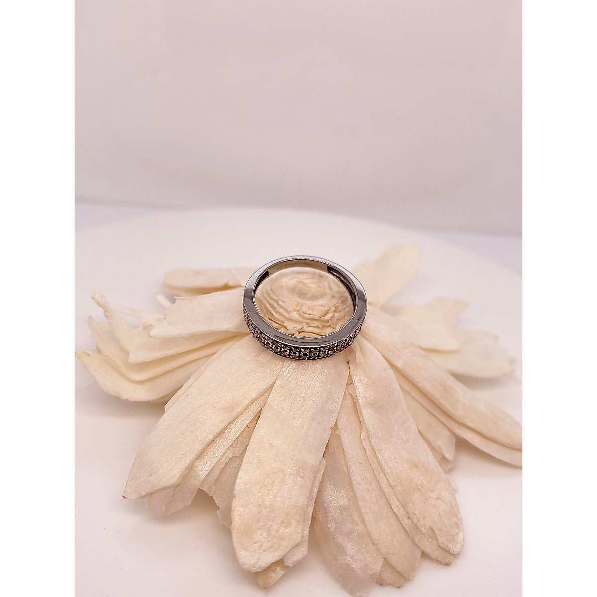 Dazzlingrock Collection 0.35 Cttw Round Black Diamond Double Line Anniversary Wedding Black Rhodium Ring for Ladies in 10K White Gold, Size 8.5