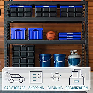 CleverMade 62L Collapsible Storage Bins (3 Pack, Black) NO LID-Stackable Storage Containers for Organizing, Toy Storage, Garage Storage, 23"x 15.5"x12.75" Plastic Storage Bins, Each hold 100lbs