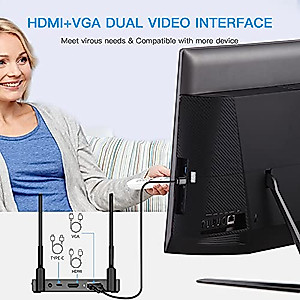 Riiai Wireless HDMI Transmitter and Receiver Kit, 4K @30Hz Streaming Video/Audio System HDMI Dongle Adapter, from Laptop, PC, Smartphone, Camera to HDTV/Projector/Monitor for Office