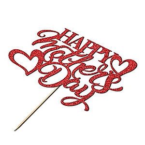 Happy mother's day cake topper，birthday party decoration for mom, Best Mom Ever Cake Decor, Mother's Day Party Red Glitter cake decoration supplies (1)