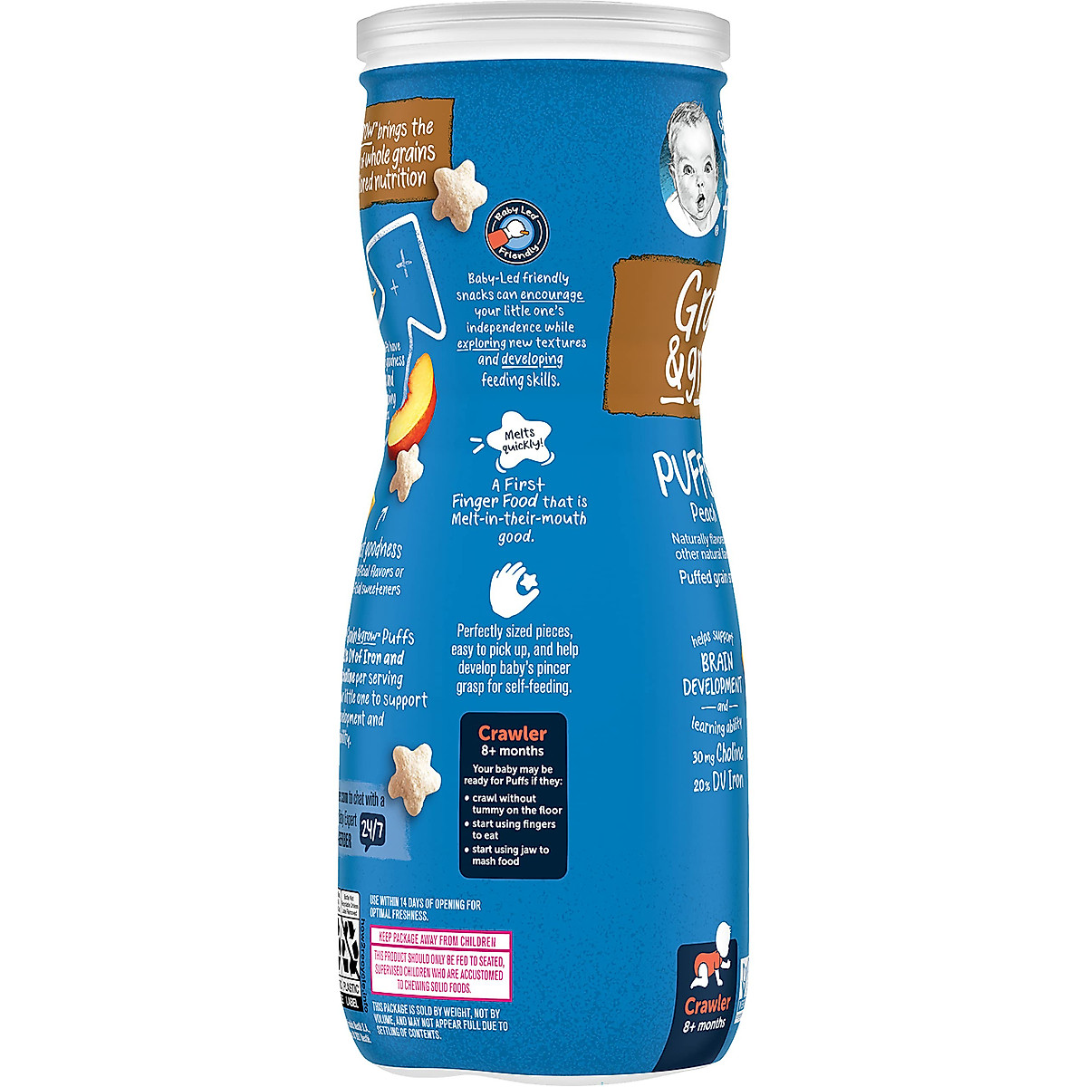 Gerber Graduates Puffs Cereal Snack, Peach, 1.48 Ounce
