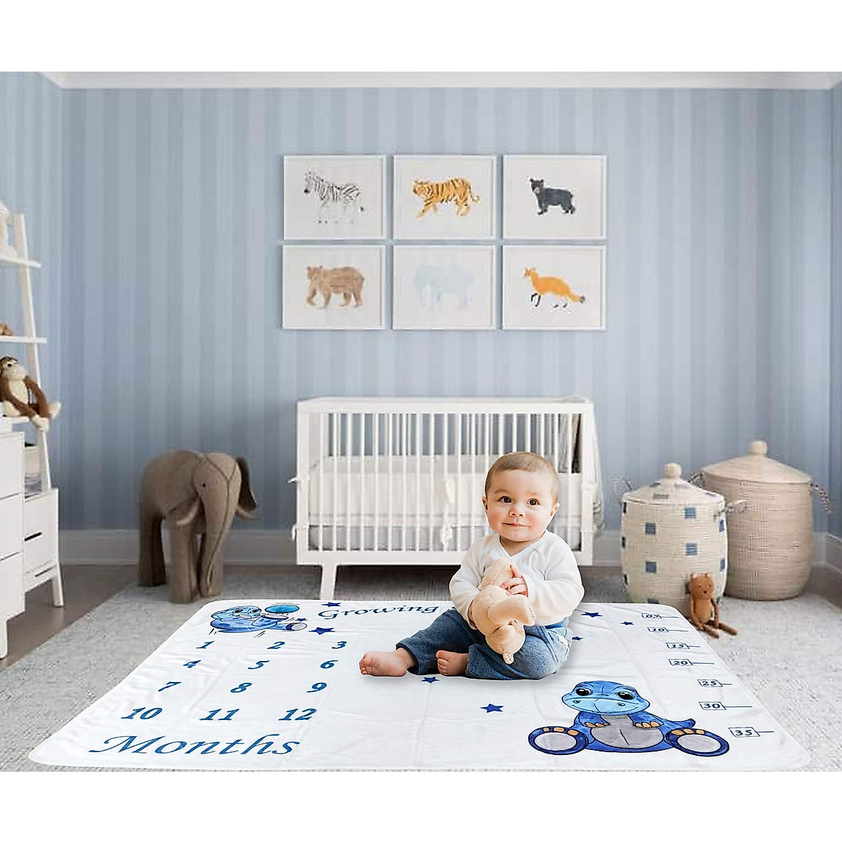 Cozy Bump Dinosaur nursery decor Baby Blanket That’s a Baby Milestone Blanket - Dinosaur milestone blanket