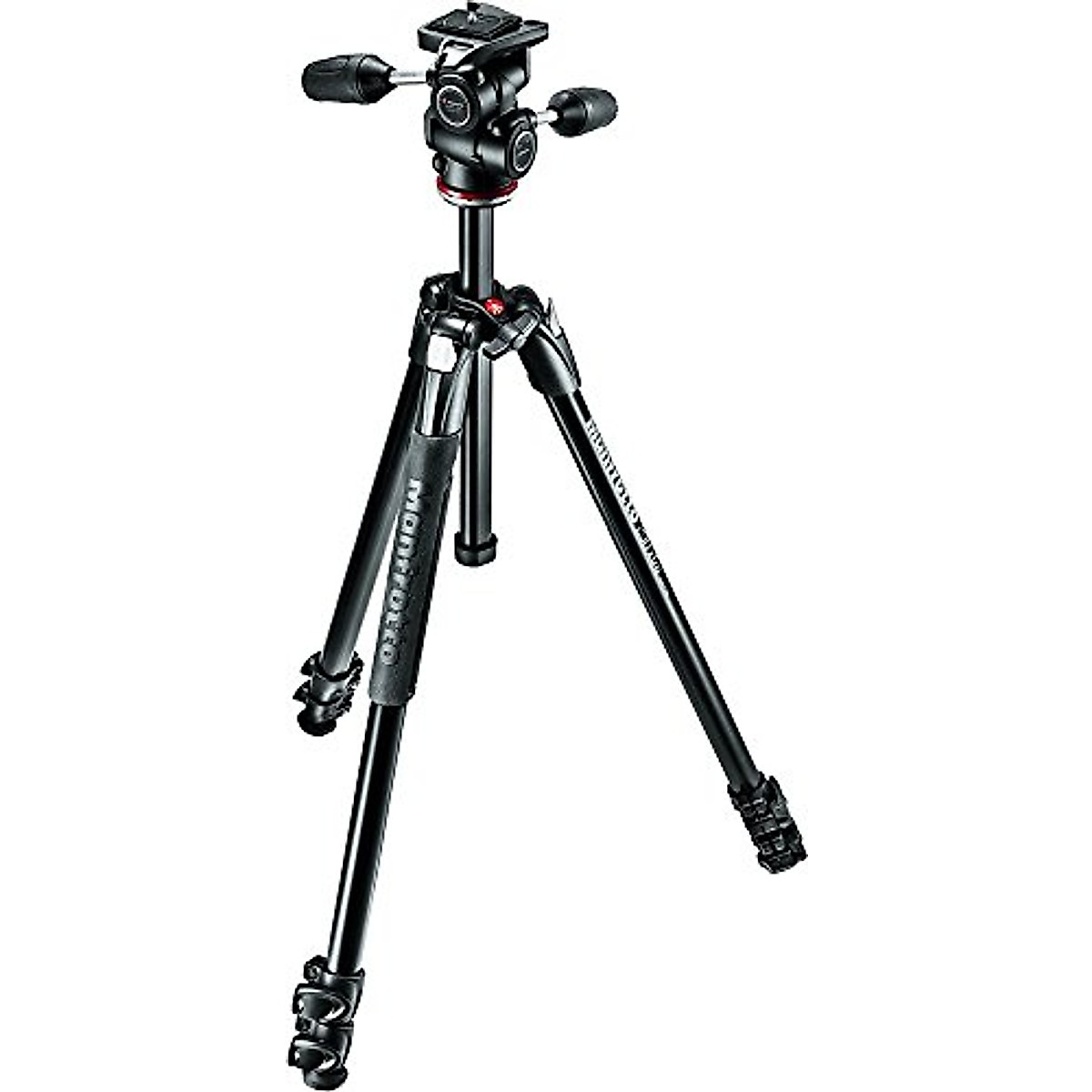 Manfrotto 290 Xtra Aluminum 3-Section Tripod Kit with 3-Way Head (MK290XTA3-3WUS) , Black
