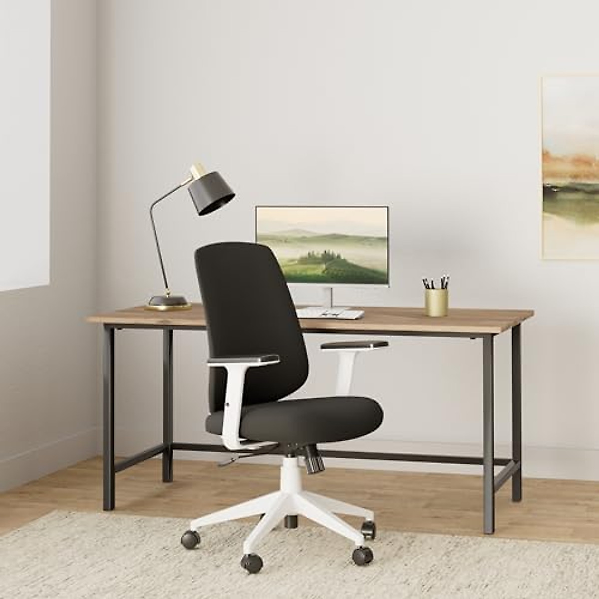 Nouhaus Palette Ergonomic Office Chair Comfortable Swivel Computer Desk Chair, Lumbar Adjust Rolling Chair. (Black)