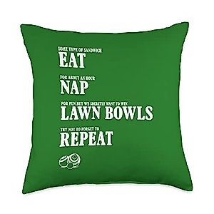 Funny Retirement Lawn Bowls For Grandma & Grandad Funny Design for Lawn Bowling & Green Bowling Throw Pillow, 18x18, Multicolor