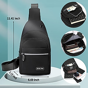 Seoky Rop Sling Bag Crossbody Backpack for Men Women Small Chest Shoulder Bag for Travel Hiking Daypack Black