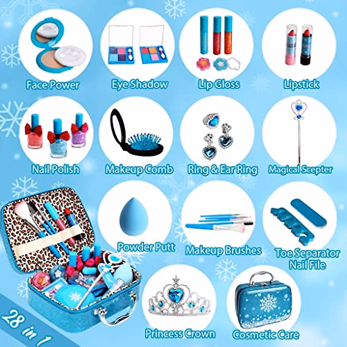 Sendida Kids Makeup Kit for Girls, Kids Play Real Washable Makeup Kit Cosmetics Toys Gift for Little Girls Toddlers Dress up Set, Birthday Gift Toys for 4-6 Years Girls