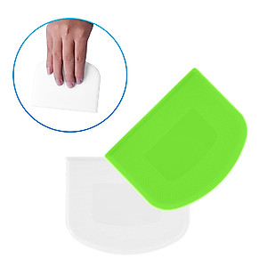 3pcs Dough Bowl Spatula, Dough Cutter Multi-Function Dough Scraper Food Scrappers Plastic Kitchen Bowl Scraper Tool for Pastry Cake Bread Pizza Baking (Green, White)