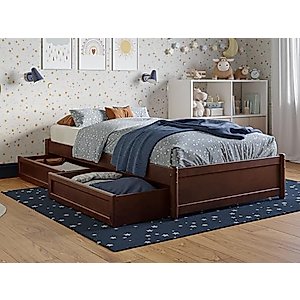 AFI, Barcelona Twin Panel Platform Bed with Storage Drawers, Walnut