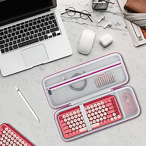 BOVKE Hard Carrying Case Waterproof Storage Holder Carrier, Rose