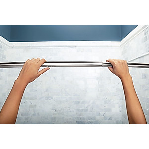 Moen Chrome 5-Foot Adjustable Tension Single Curved Shower Curtain Rod for Bathroom Shower, CSR2172CH