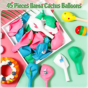 Aoriher 45 Pcs Llama Cactus Balloons Llama Themed Birthday Party Decorations 12 Inch Cactus Latex Balloons Bolivian Peru Alpaca Balloons for Birthday Party Baby Shower Mexican Cinco De Mayo Fiesta