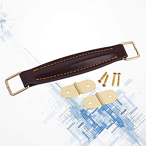 Amplifier Handle Leather Strap PU Leather Handle Replacement Parts with Mounting Screws for Guitar Audio Amplifier, 1 pcs (Coffee)
