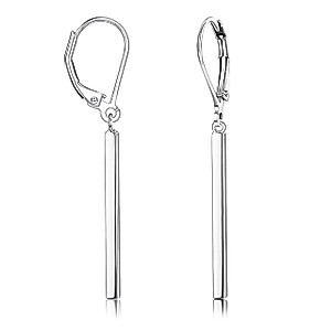 Charmsy 925 Sterling Silver Jewelry Lightweight Vertical Bar Leverback Drop Dangle Earrings for Women 53mm