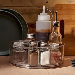 MATANA 9-Inch Clear Plastic Lazy Susan Organizer (2-Pack) Turntable Spice & Condiment Carousel for Kitchen, Bathroom, Cabinet, Fridge Storage