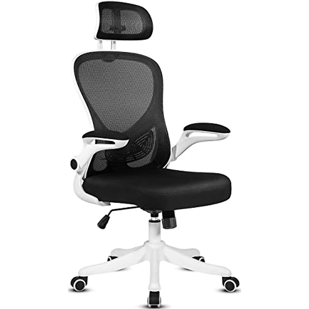 Misolant Office Chair, Ergonomic Desk Chair, Mesh Chair, Office Desk Chair, Ergonomic Chair, Mesh Computer Chair with Adjustable Headrest, Lumbar Support and Flip-up Arms for Home or Office (White)