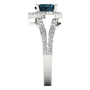 Clara Pucci 1.75 ct Heart Cut Solitaire Halo Natural London Blue Engagement Promise Anniversary Bridal Ring 14k White Gold 8.5