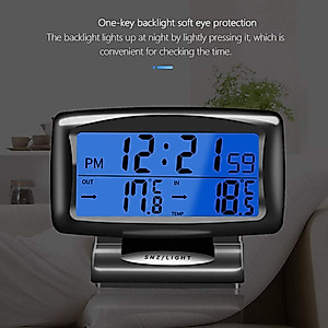 Car Digital Clock Thermometer, Multi-Functional Car Dashboard Thermometer with Backlight Display Mini Car Clock Thermometer Monitor for Indoor and Outdoor