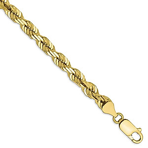Sonia Jewels 10k Yellow Gold 6mm Hand Made Diamond Cut Rope Bracelet - with Secure Lobster Lock Clasp (or Anklet) 9"