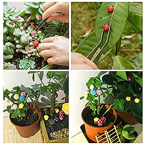 Tophappy 100pcs Miniature Fairy Garden Ornaments Kit Set, Ladybugs,Mushrooms, Flowers with Tools for DIY Fairy Garden Décor