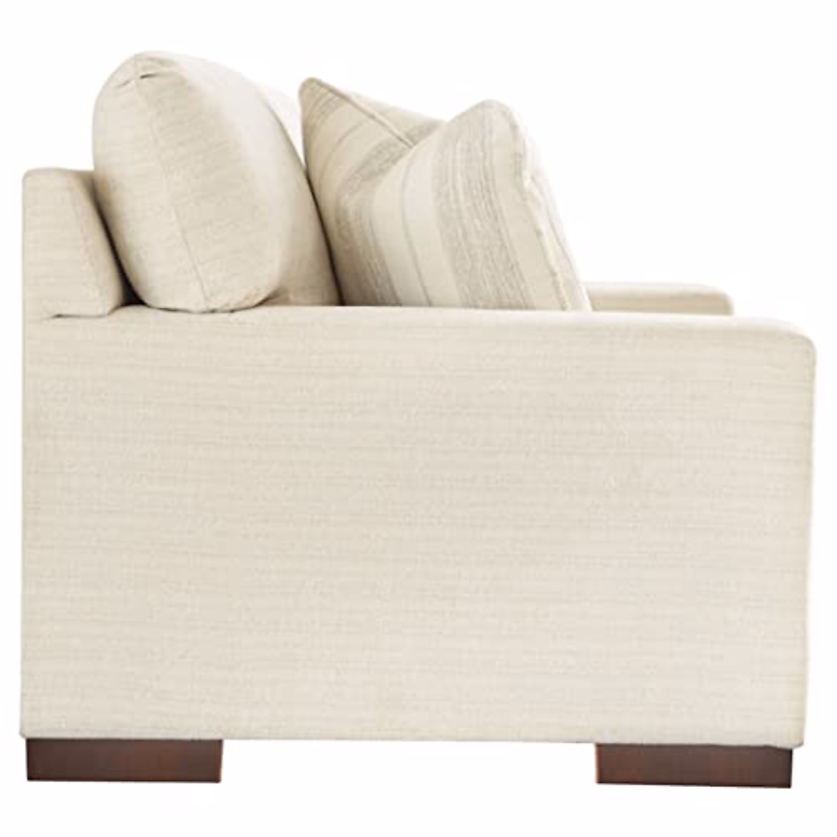 Signature Design by Ashley Maggie Contemporary Upholstered Loveseat with Accent Pillows, Off-White