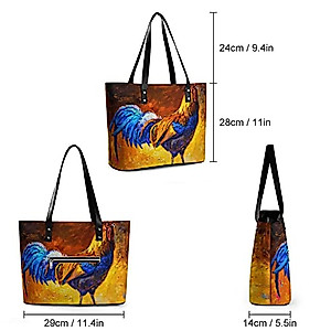 Womens Handbag Rooster Leather Tote Bag Top Handle Satchel Bags For Lady