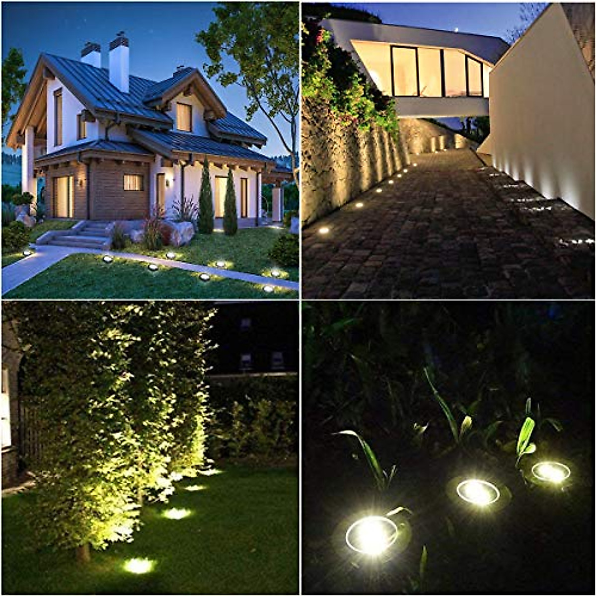 Solar Ground Lights, Upgraded Outdoor Garden Waterproof Bright in-Ground Lights for Lawn Pathway Yard Driveway, producing More Light with 8 Led Warm White Lights